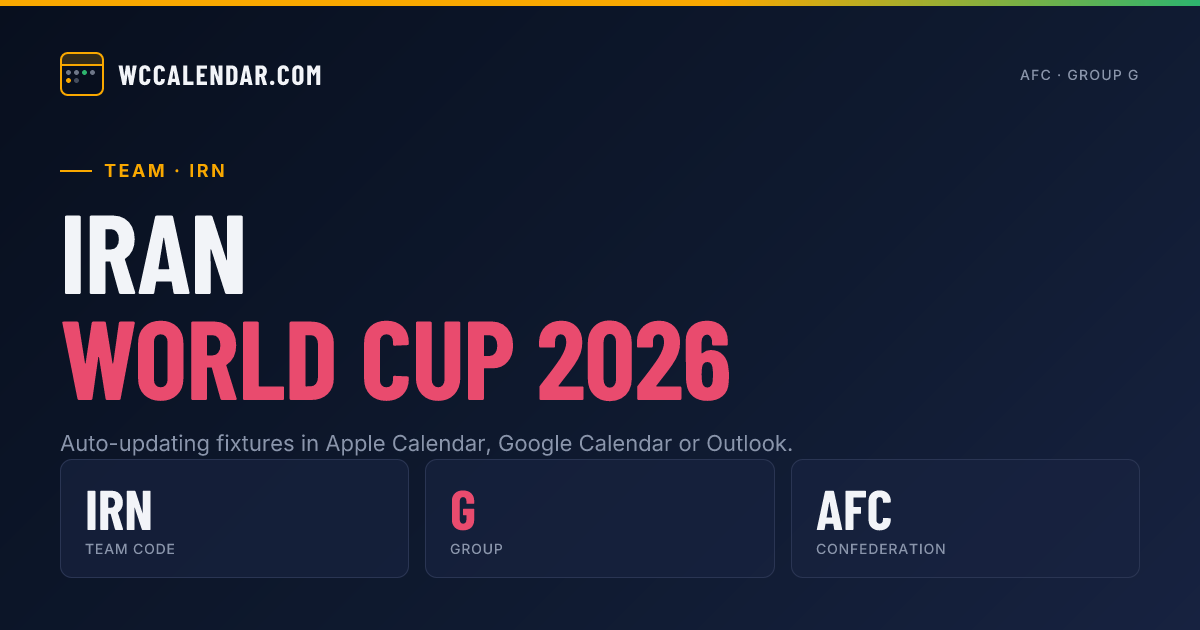 Iran Fixtures · World Cup 2026 in Your Calendar | WC Calendar