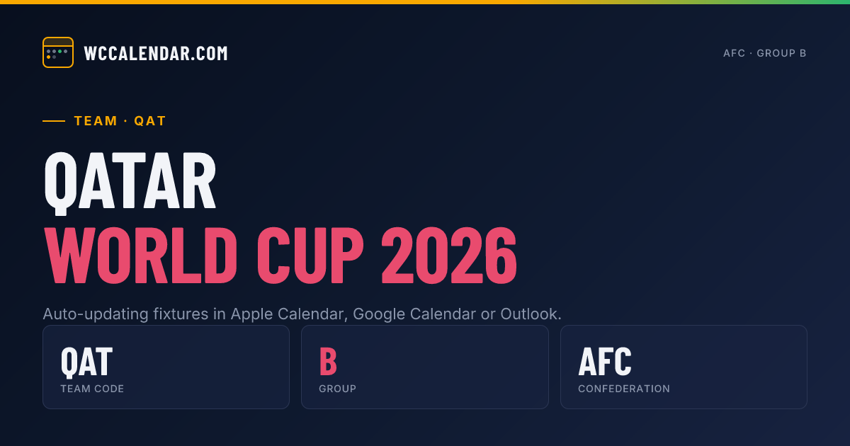 Qatar Fixtures · World Cup 2026 in Your Calendar | WC Calendar